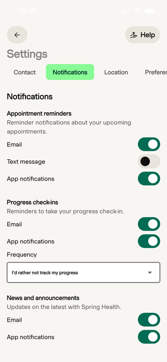 Managing Your Notification Preferences – Spring Health